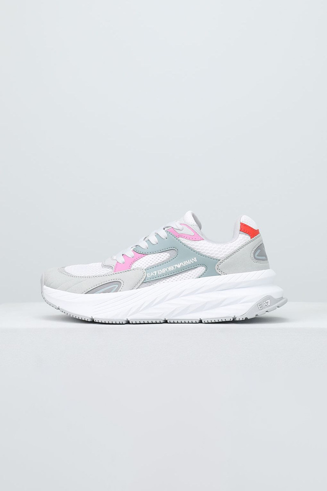 Кроссовки Женский EA7 Полиэстер, размер 38,5 На любой сезон Шнурки Без каблука купить c ...