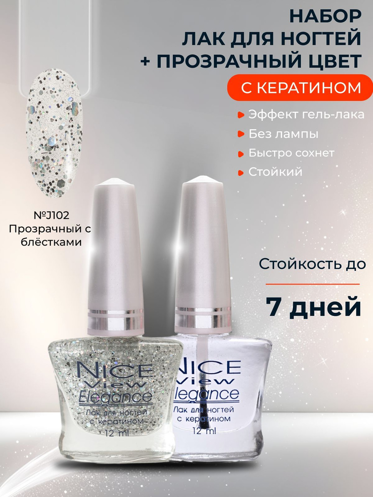Nice View LUMAglitter НАБОР Лак для ногтей (Гелевый эффект) 12мл J-102 ...