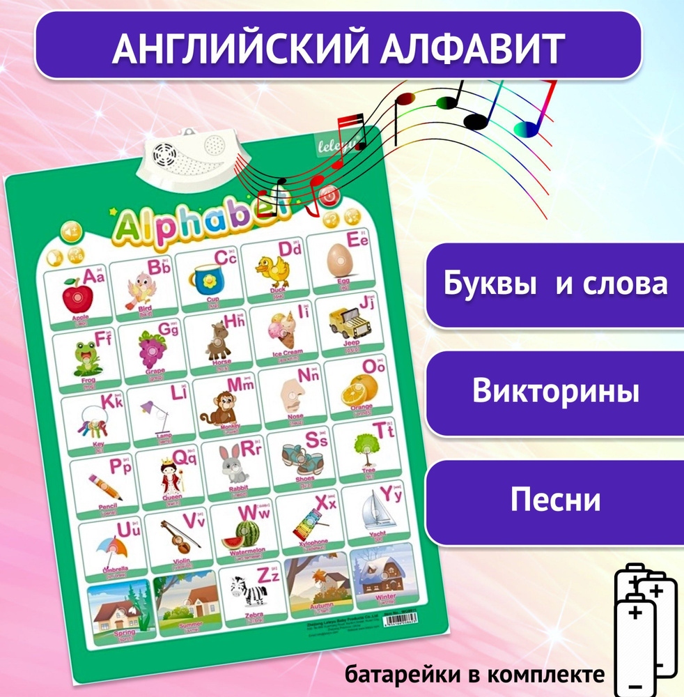 Говорящая азбука плакат "Мой первый English алфавит" на английском ...