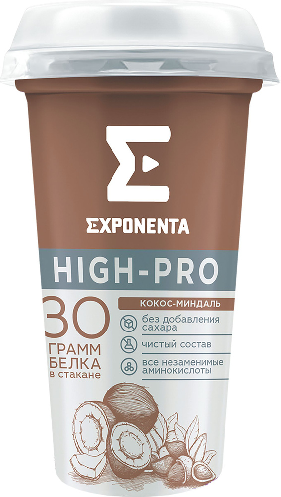 Напиток кисломолочный EXPONENTA High-pro Кокос, миндаль обезжиренный с ...