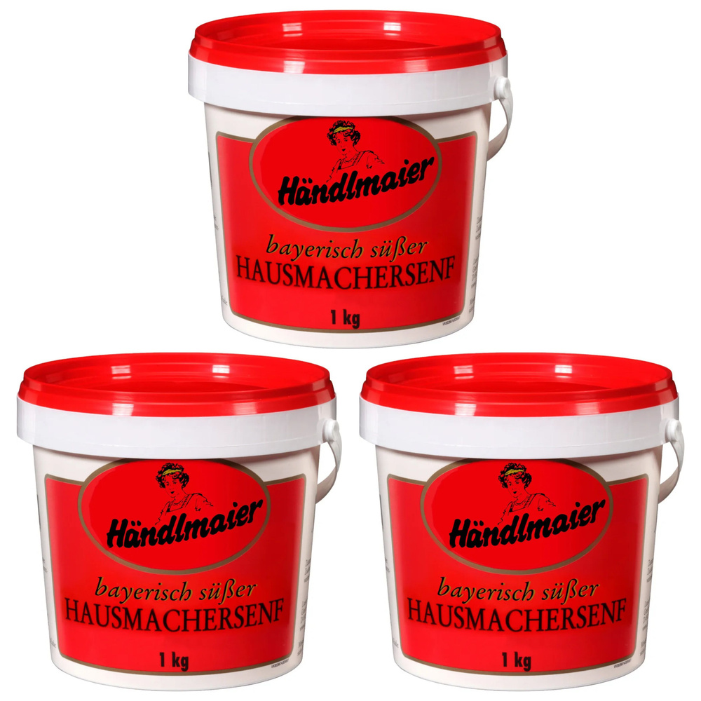 Набор 3 шт х 1 кг Handlmaier’s баварская сладкая горчица Hausmachersenf ...