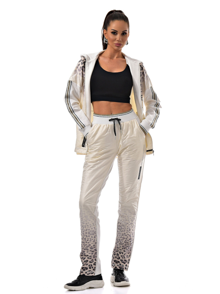 Брюки Женский AB Collection прямые кремовый, бежевый Хлопок, Полиэстер ...