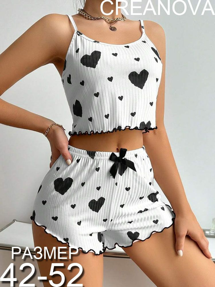 Пижама Женский CREANOVA Полиэстер, размер 46 черный Без рукавов купить c доставкой на OZON по ...