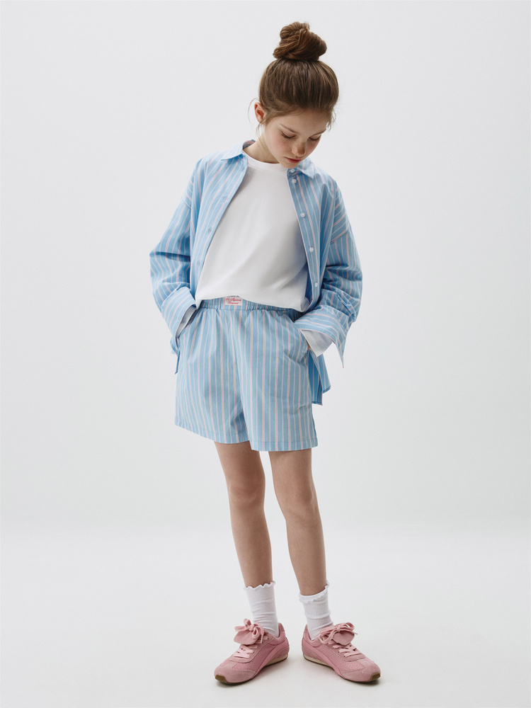 Шорты Девочки SELA Повседневный голубой, размер 164 купить c доставкой на OZON по низкой цене ...