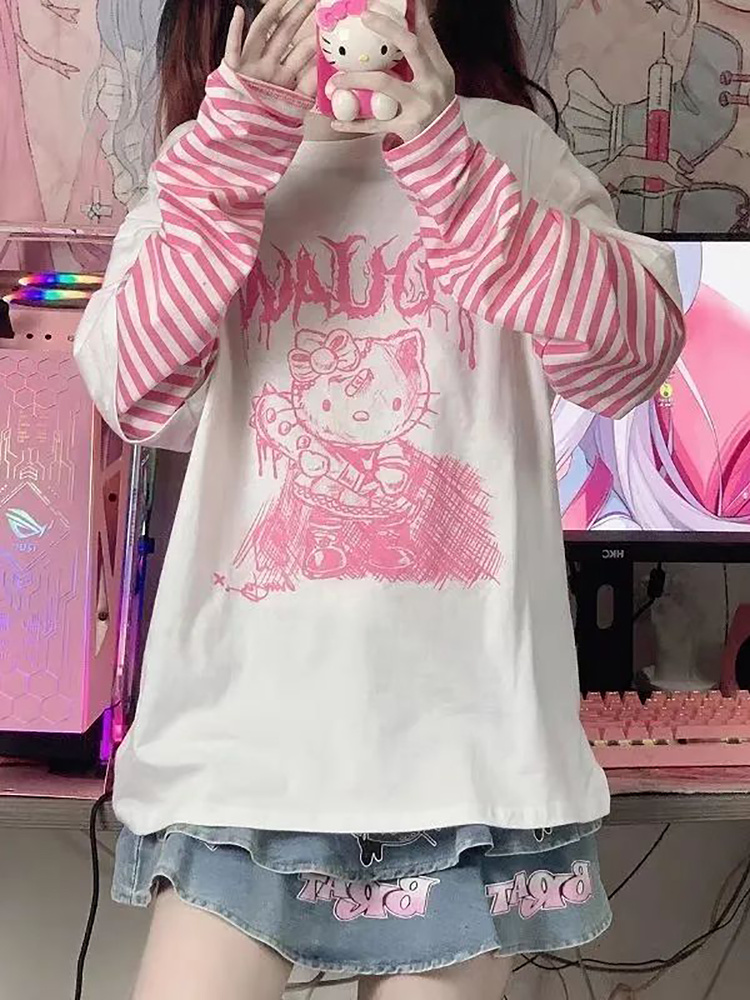 Лонгслив Женский SYJYW цветочный розовый Длинный, размер 42 Лавсан свободный Повседневный ...