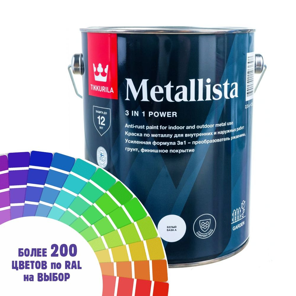 Краска по металлу Tikkurila Metallista цвет селия коричневый Ral 8014 2.3 л купить на OZON по ...