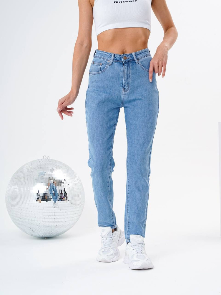 Джинсы Женский KK Fashion джинсовый меланж слим, прямые Хлопок, размер ...