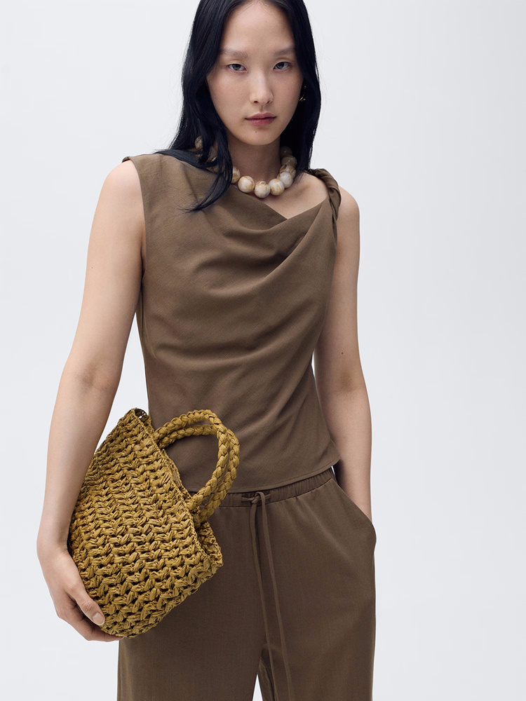 Топ Женский MANGO коричневый, размер 44, 46 Вискоза, Полиамид Повседневный Камбоджа купить c ...