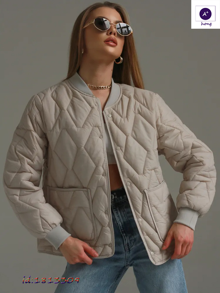 Куртка Женский MOOCIE бежевый нейтральный, белый муар без воротника Полиэфирное волокно, размер ...