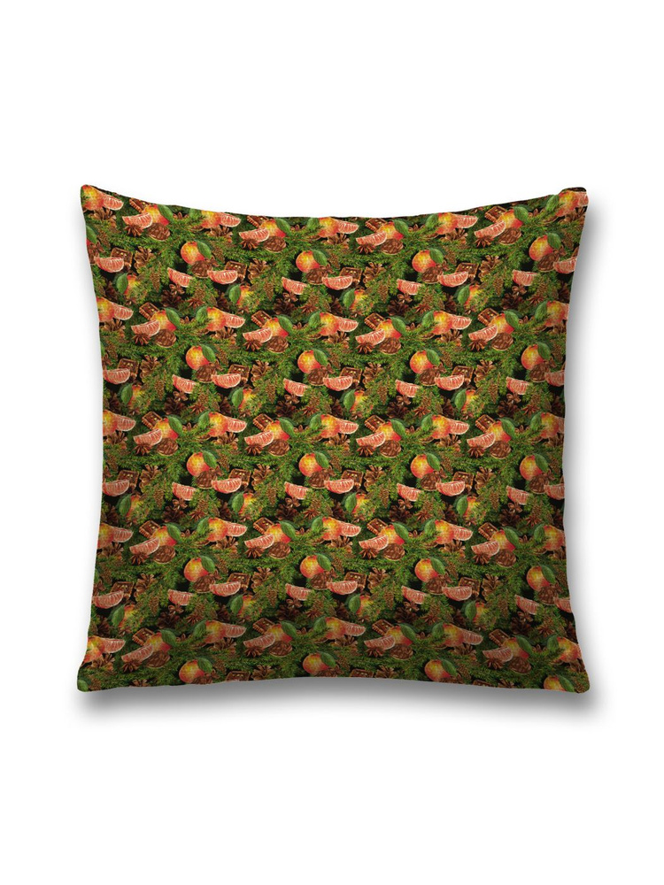 Наволочка декоративная 45х45, чехол на подушку на молнии "Праздничные мандарины" , JoyArty ...