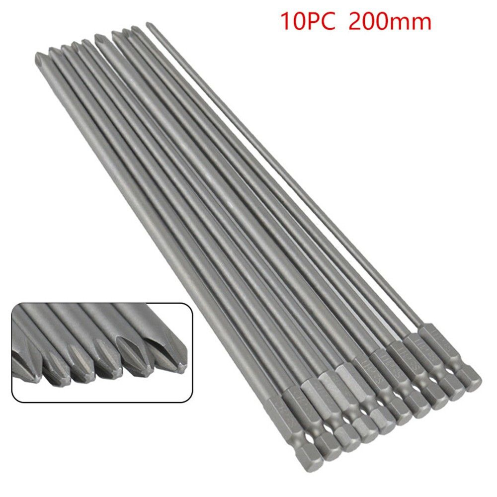 10 шт. 200 мм магнитная длинная крестовая отвертка бита PH1 PH2 драйвер ручные инструменты ...
