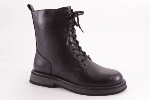 Ботинки Женский Covani черный, черный сапфир, размер 40 в байкерском стиле Зима 7 Молния, Шнурки ...