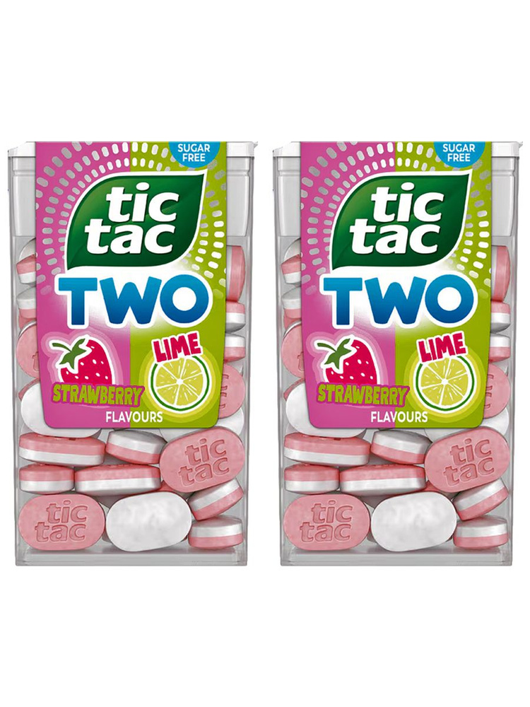 Жевательные конфеты Tic Tac TWO Strawberry & Lime / Клубника и лайм, 2 ...