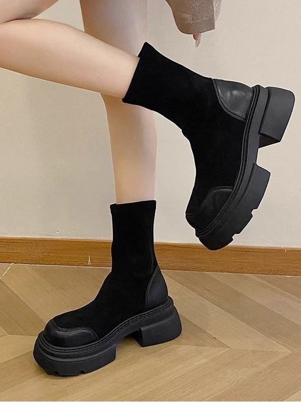 Ботинки Женский SYJWY черный, размер 37 На любой сезон Без застёжки Стандартный средний (до 9 см ...