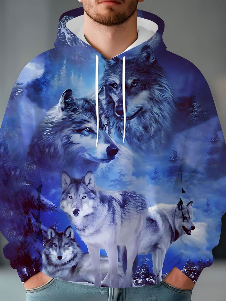 Толстовка Мужской Cool clothing синяя волна Затягивающийся шнурок ...