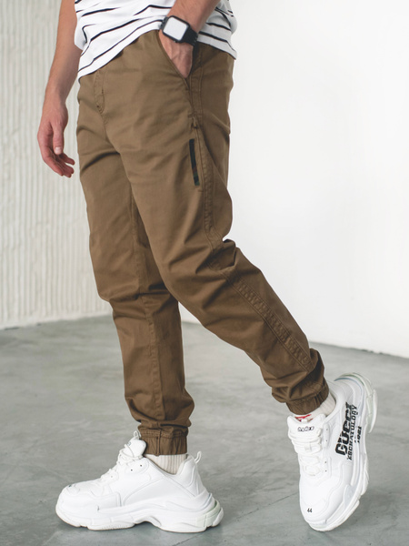 Брюки Мужской Bronks джоггеры светло-коричневый Хлопок, Эластан Повседневный, размер 44, 46 ...