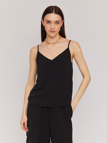 Топ Женский Zolla черный, размер 42 Полиэстер Повседневный Китай, рост 164-176 купить c ...