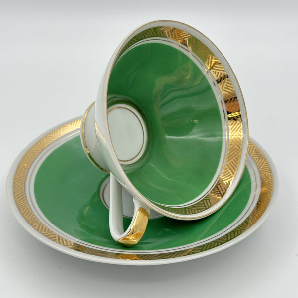 Чайная пара с геометрическим орнаментом, мануфатура WORKS GEHREN, ГДР, 1947-1969 гг купить на ...