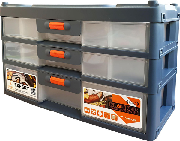 Органайзер BLOCKER / Блокер Expert 3 секции для хранения мелочей, из пластика, серый ...