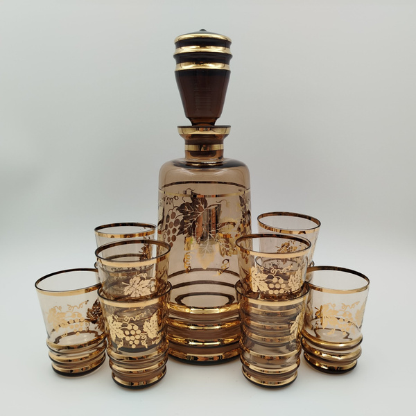 Набор для крепких напитков на 10 персон, украшенный виноградной лозой, Bohemia Crystal Bohemia ...