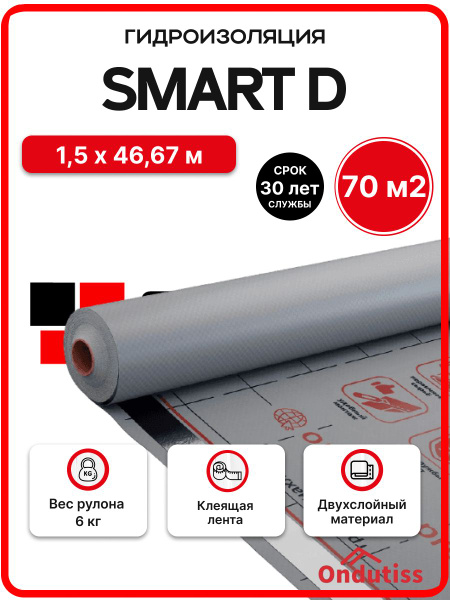 Гидроизоляция ONDUTISS SMART D 70м2 / Гидроизоляционная пленка Ондутис Смарт Д с интегрированной ...