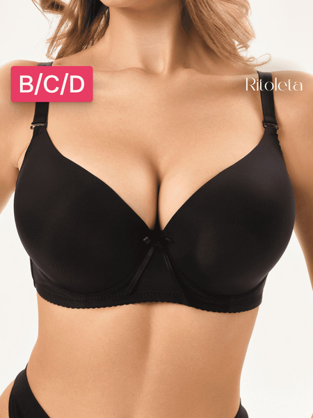 Бюстгальтер Женский Ritoleta формованная чашка, размер 85C черный Полиамид, Полиуретан ...