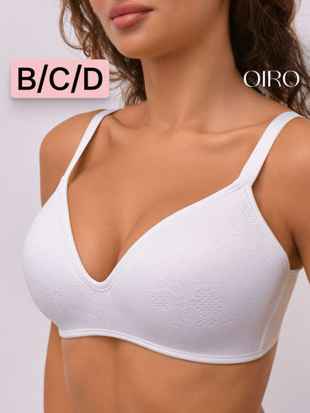 Бюстгальтер Женский OIRO без косточек, формованная чашка, размер 90D белый Нейлон, Эластан ...