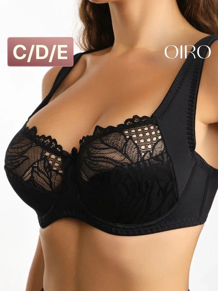 Бюстгальтер Женский OIRO с мягкой чашкой, размер 85D черный Нейлон, Эластан Повседневный Китай ...
