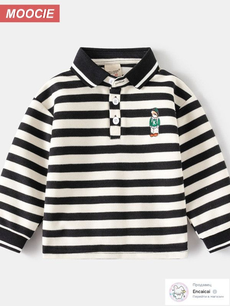 Поло Мальчики, Девочки MOOCIE черный меланж Длинный, размер 34 Офисный/школьный Китай купить c ...