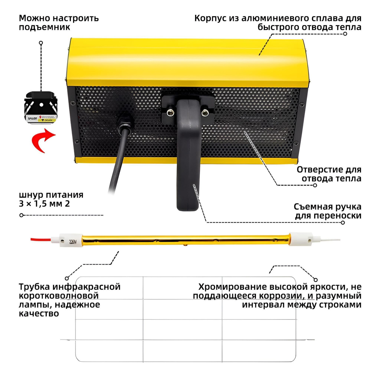 Инфракрасная сушилка для краски, коротковолновая нагревательная лампа ...