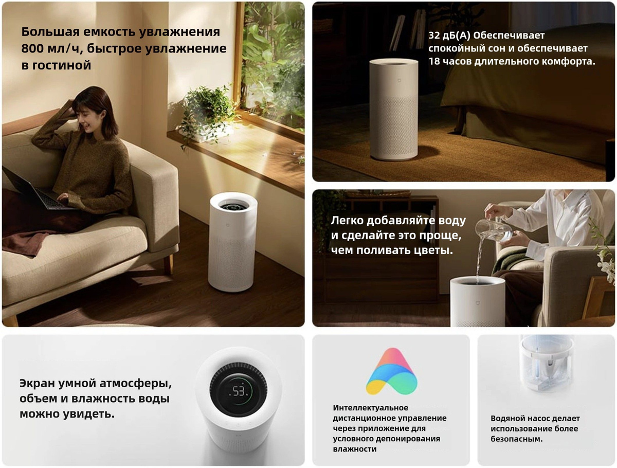 Xiaomi Увлажнитель воздуха Mijia Pure Humidifier 3 800 CJSJSQ04ZMZ ...