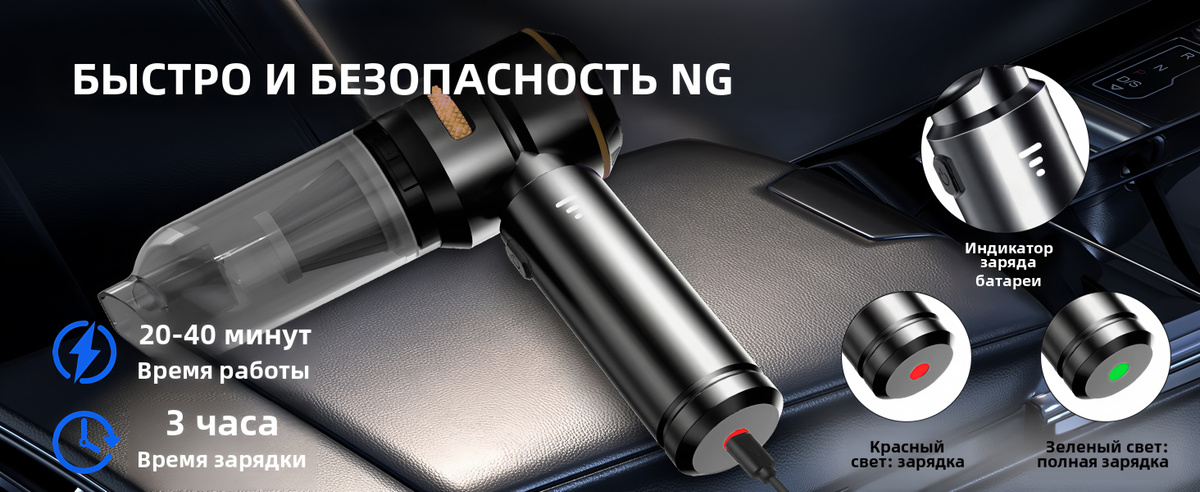 Пылесос для автомобиля беспроводной мощный Ручной портативный мини пылесос для салона машины и ...