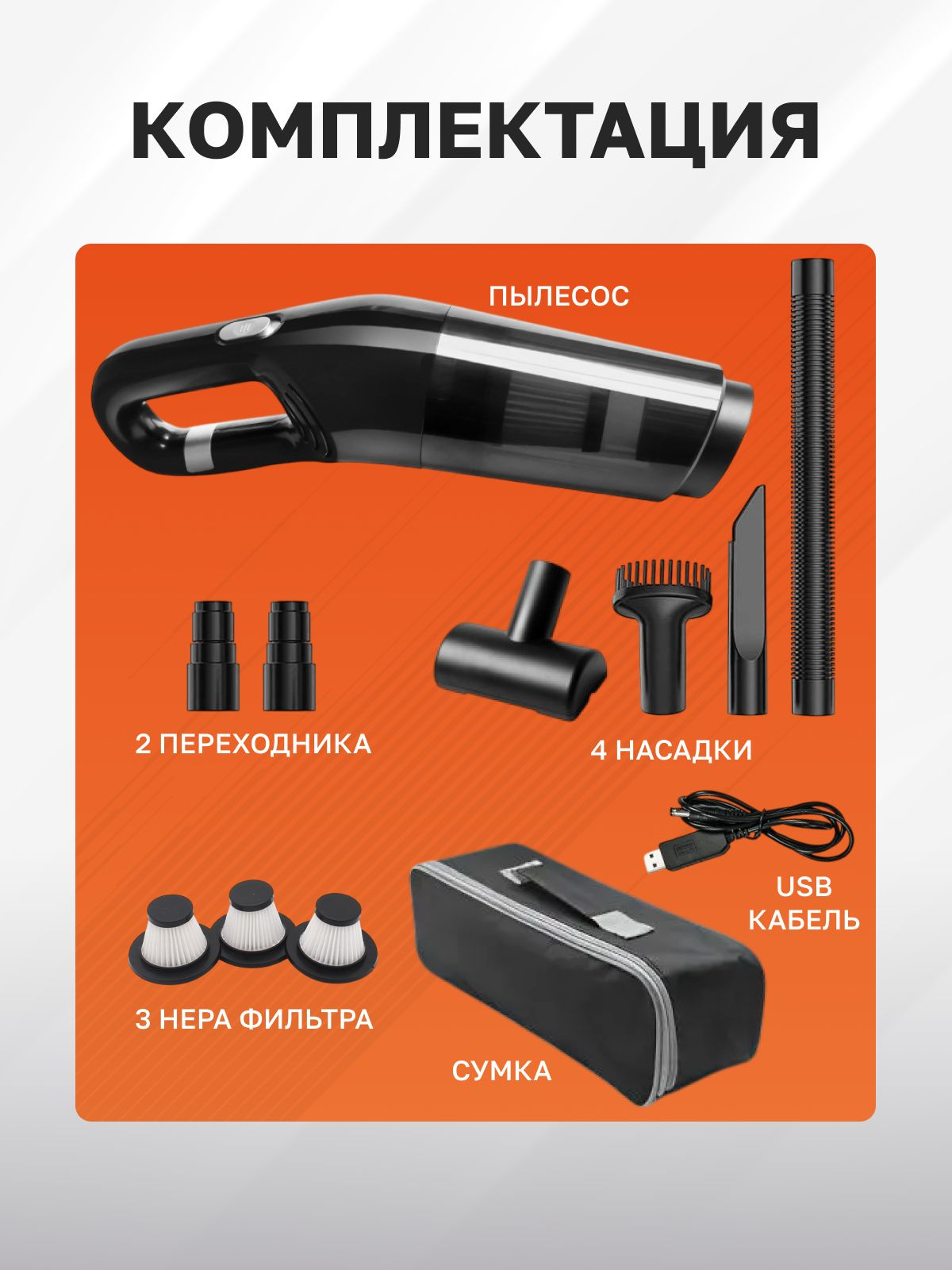 Пылесос автомобильный беспроводной / Мини-пылесос для машины, для дома ...