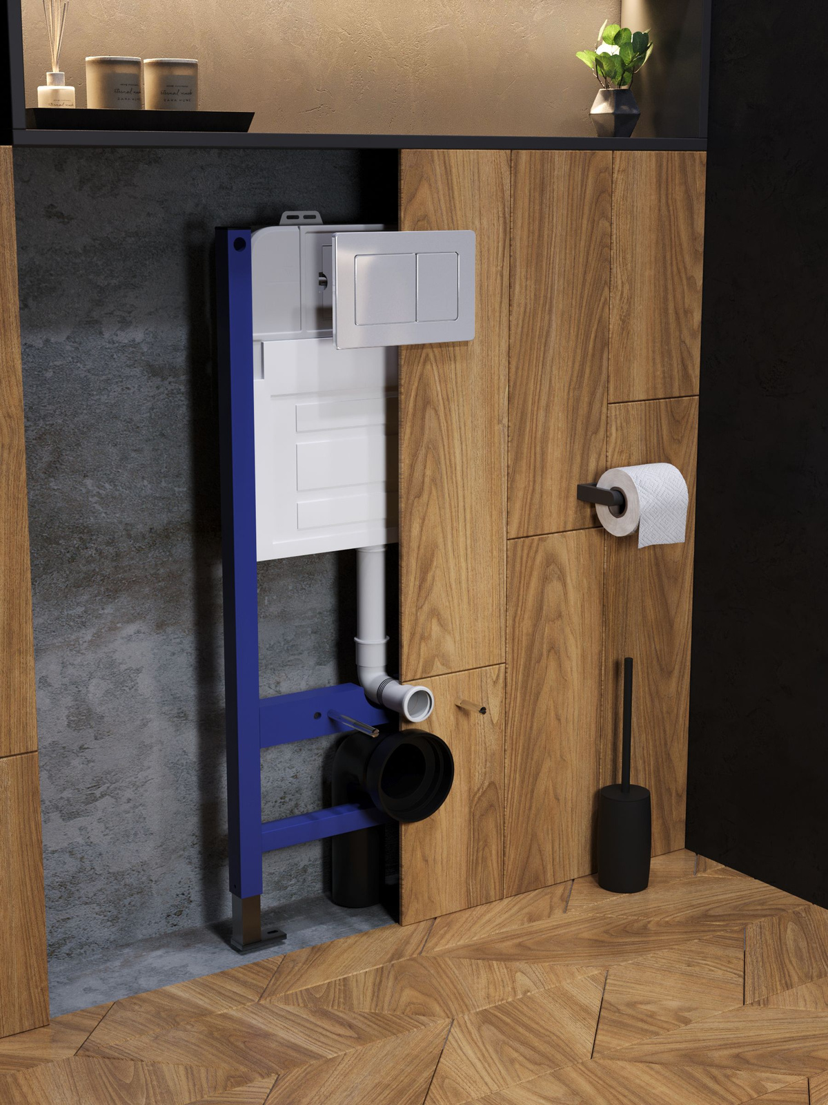 Комплект инсталляция с унитазом и кнопкой 3 в 1. Watersense инсталляция + безободковый подвесной ...