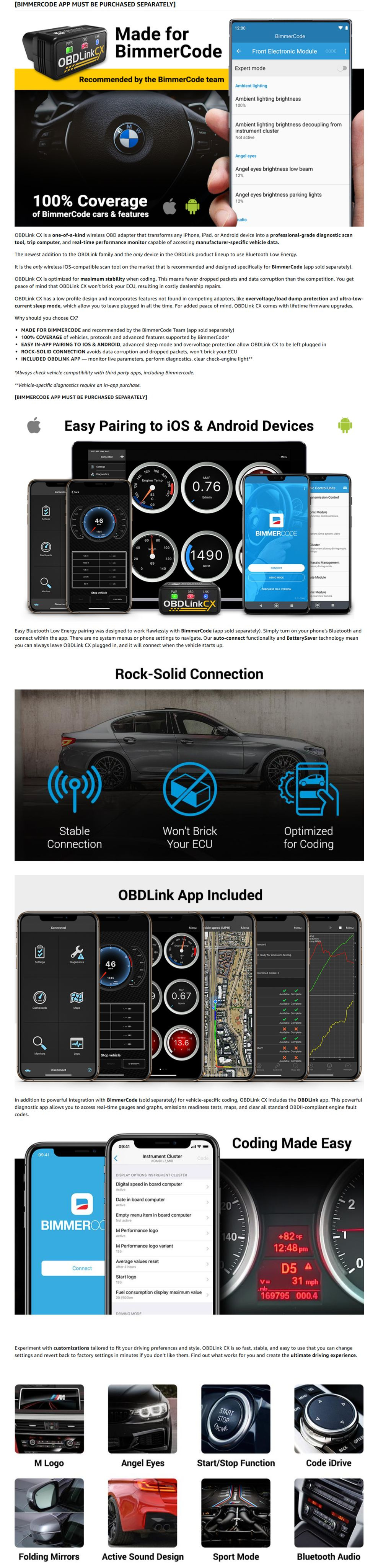 OBDLINK CX OBD2 Bluetooth-сканер для BMW и MINI, для iPhone, Android и ...