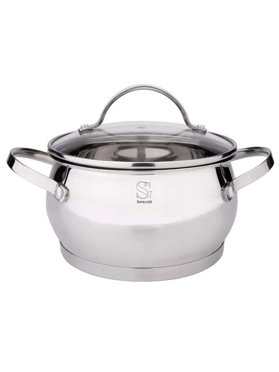 Кастрюля 1,9 л из нержавеющей стали с крышкой Swisgold SG-18081 Antia ...
