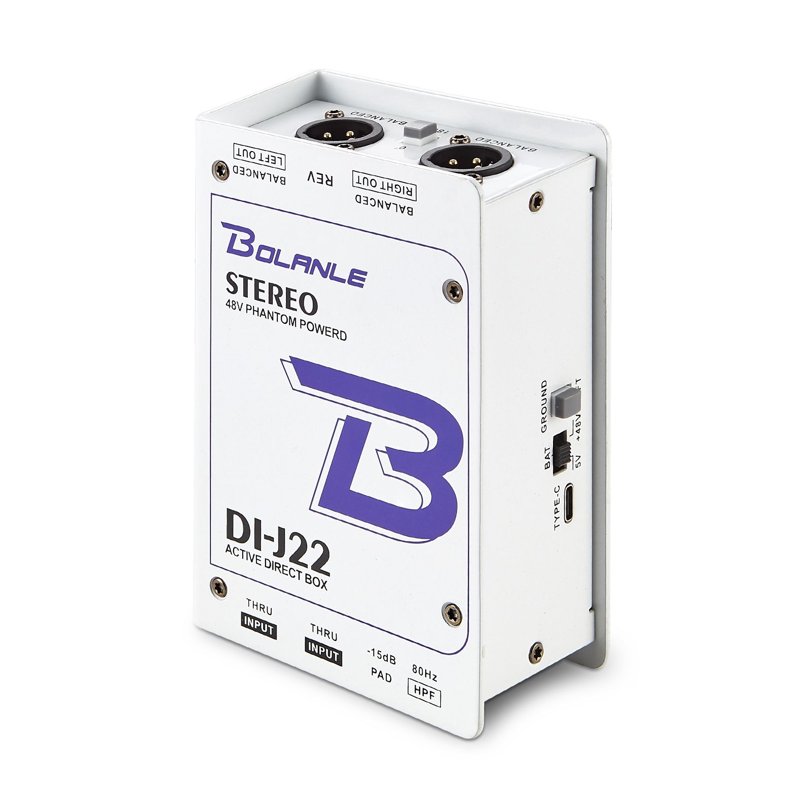 Bolanle J22 Активный DI-box Поддерживает работу аккумуляторов 48V, 5V ...
