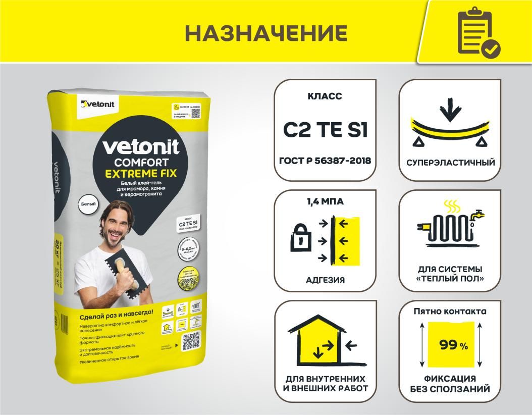 Vetonit Comfort Extreme Fix Клей для плитки из мрамора, камня и ...