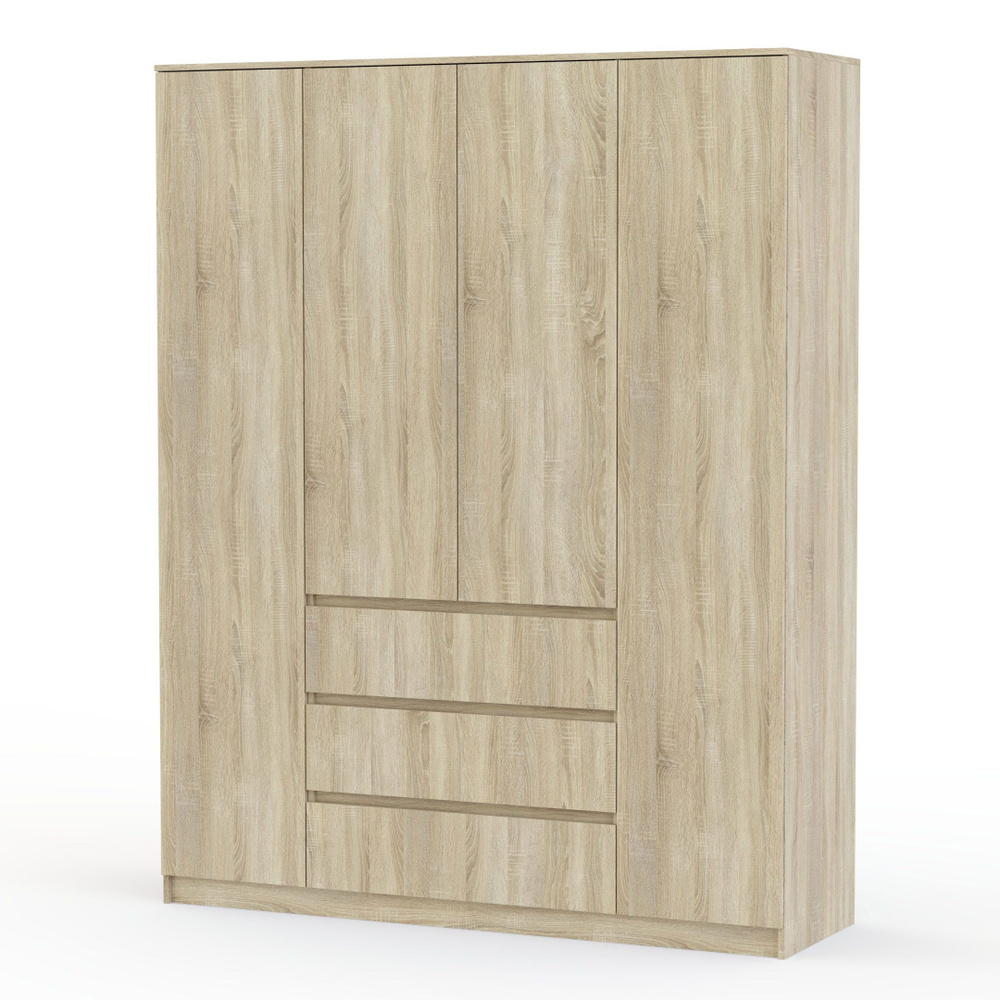Шкаф распашной Bestmebel Мальм 4 с ящиками 180x50x200 см купить по