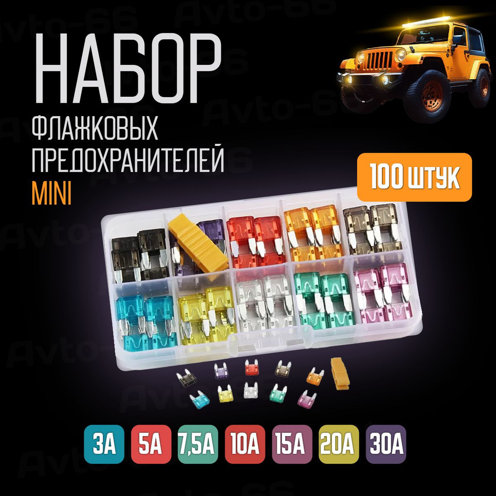 Набор флажковых предохранителей mini 100 штук - купить по низкой цене в ...