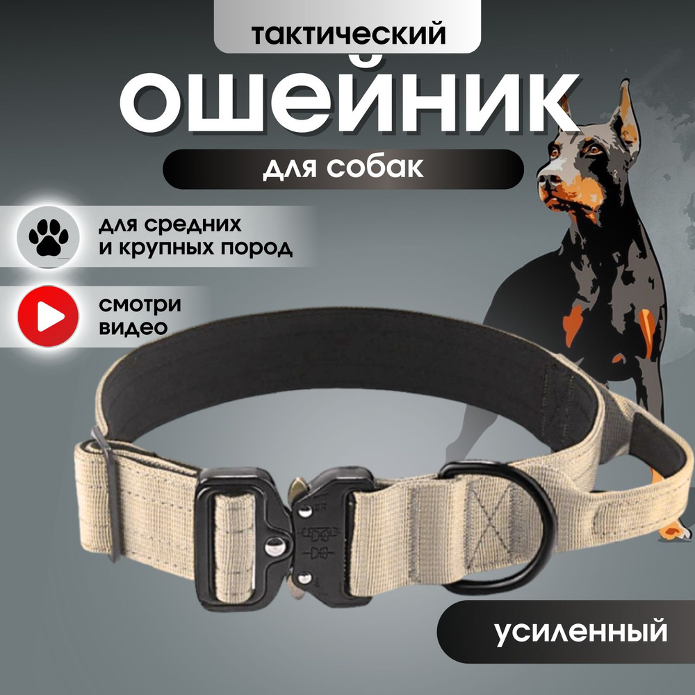Ошейник для собак средних и крупных пород с ручкой и подкладом ...