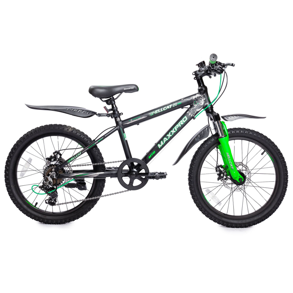 Горный велосипед MaxxPro - Hellcat 20 Pro (2023), 12, Черный / Зеленый ...