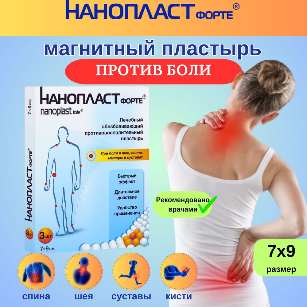 Пластырь обезболивающий лечебный для спины и суставов Нанопласт форте ...