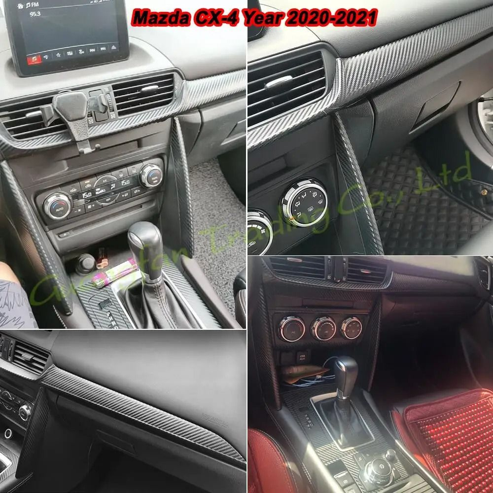 Для Mazda CX4 CX-4 2019-2021 Внутренние панели центрального управления дверные ручки наклейки из ...