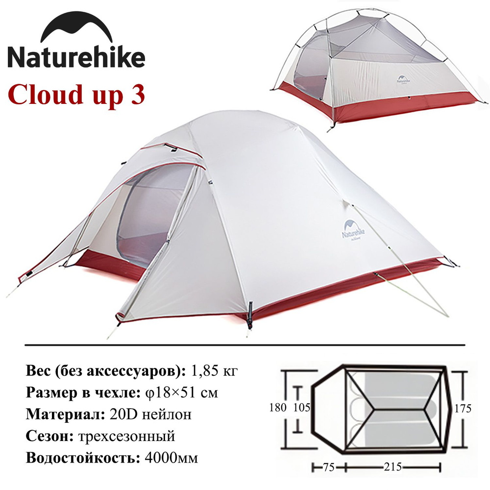 Палатка 3-местная Naturehike Cloud Up - купить по выгодной цене в ...