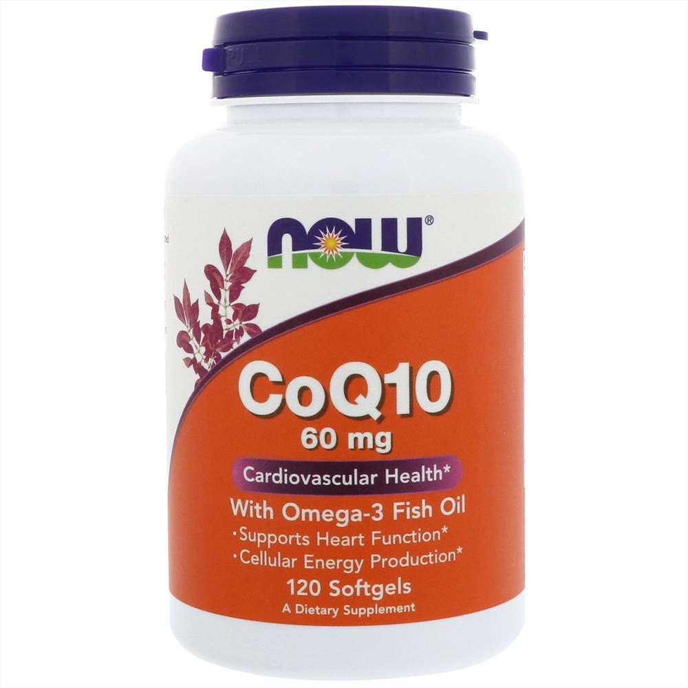 Спортивное питание, Омега 3 жирные кисло..., NOW CoQ10 60 мг With Omega ...