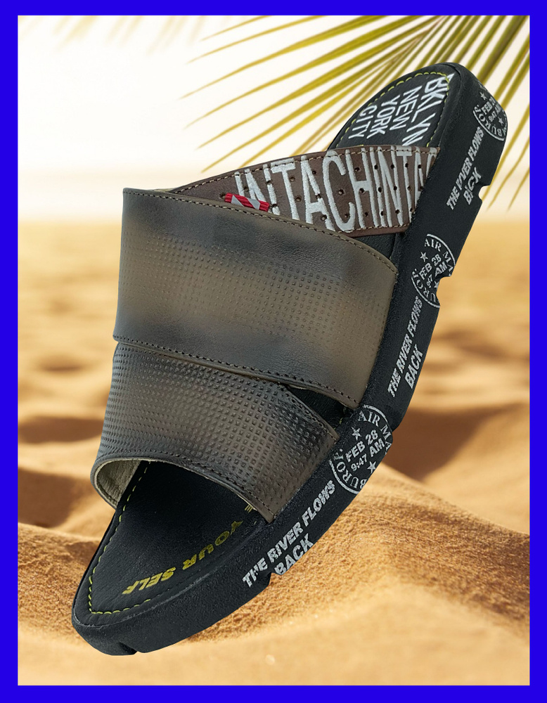 Шлепанцы Мужской FLY STEP, размер 45 Кожа Толстая подошва, Мягкая ...