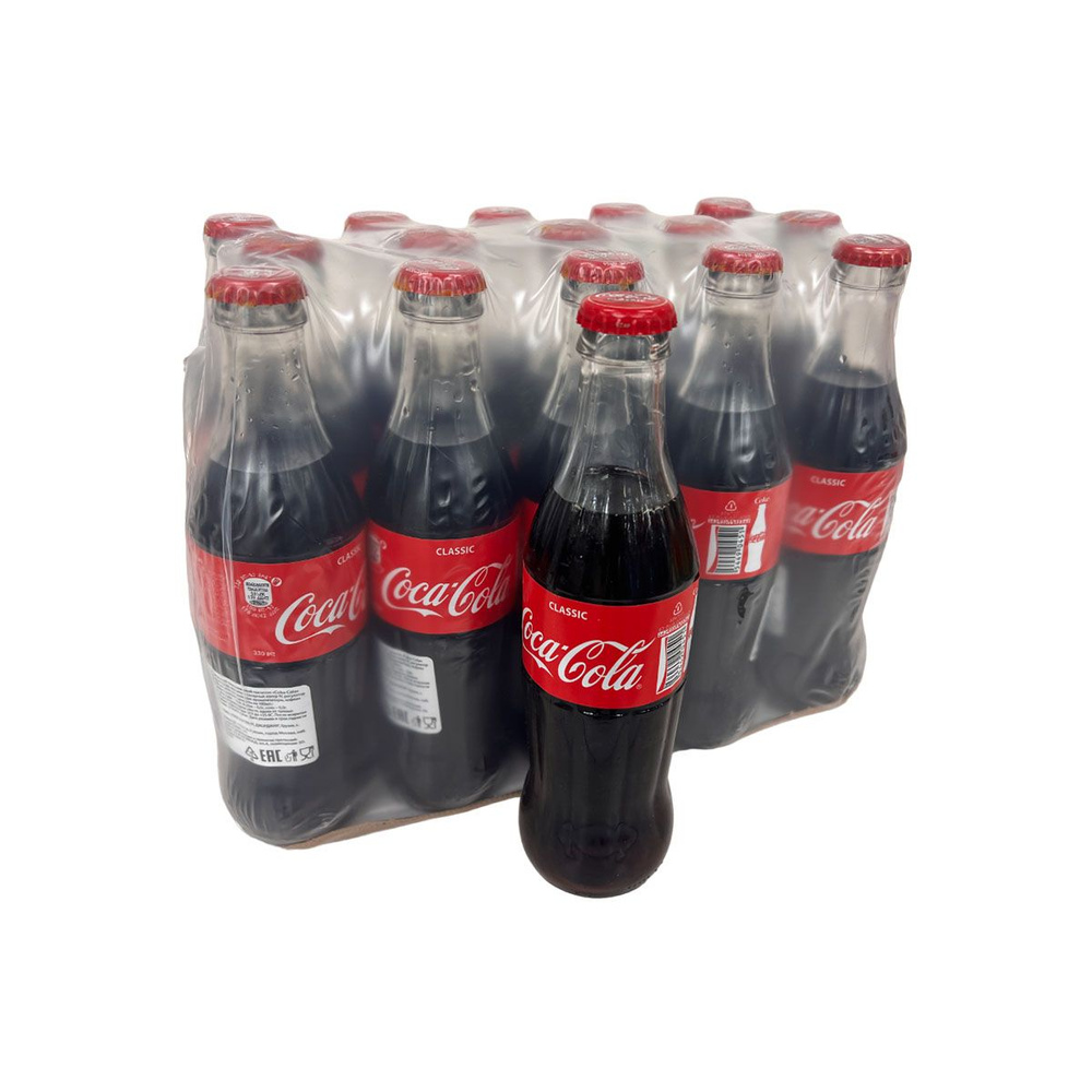 Газированный напиток Coca-Cola classic, Кока-Кола в стекле, упаковка 12 ...