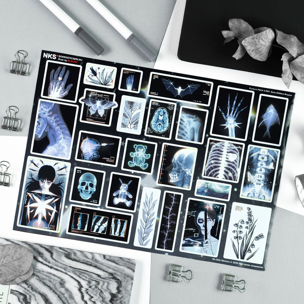 Набор наклеек А4 Pack X-Ray, виниловые стикеры, No Kids Stickers купить ...