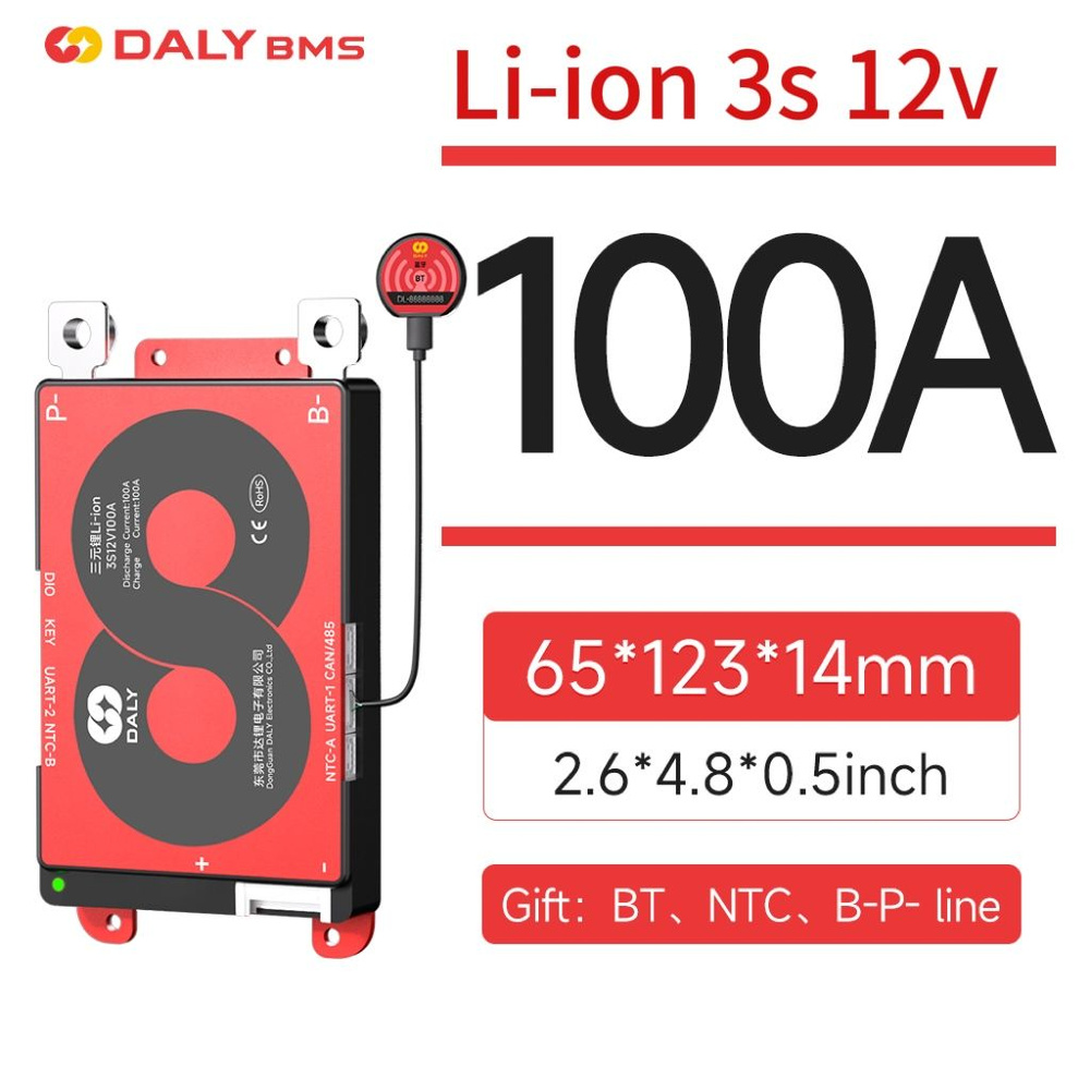 DALY SMART BMS 100A Li-ion 3S 12V Поддержка непрерывного тока 100A с ...